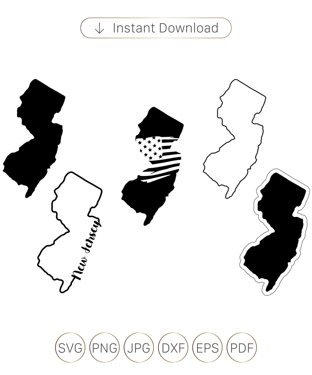 New Jersey SVG, New Jersey State SVG, New Jersey Silhouette, New Jersey ...