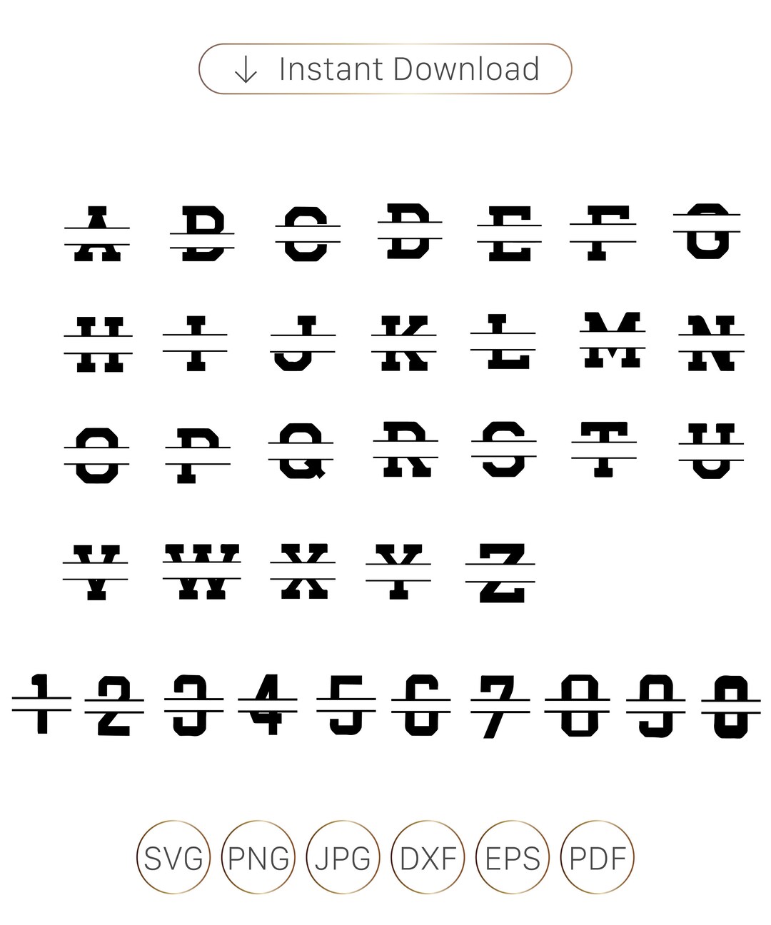 Split Monogram Alphabet SVG, Split Numbers Monogram SVG, Split Monogram ...