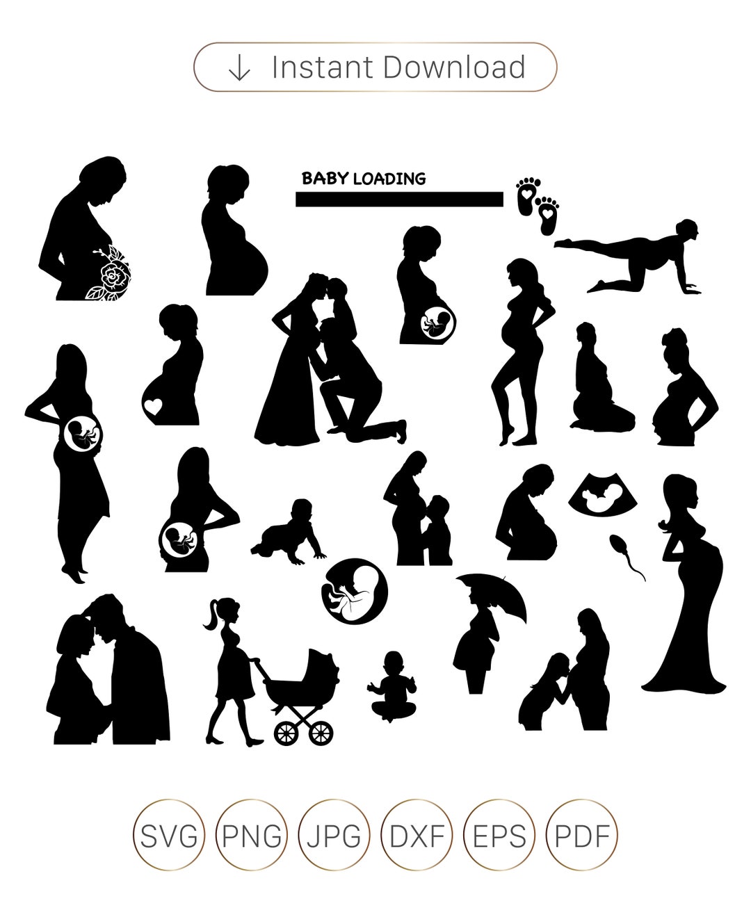 Pregnant Woman SVG, Silhouette Pregnant Woman, Mother's Day SVG, Mom ...