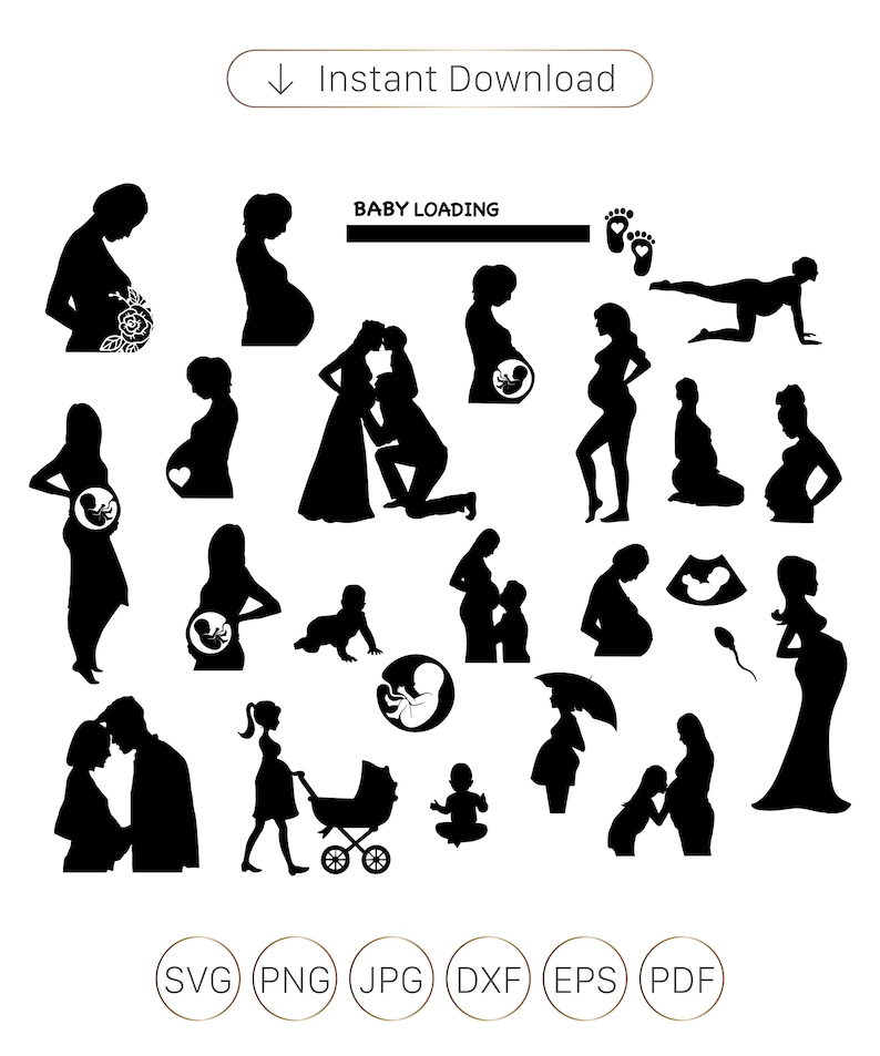 Pregnant Woman Svg Silhouette Pregnant Woman Mothers Etsy
