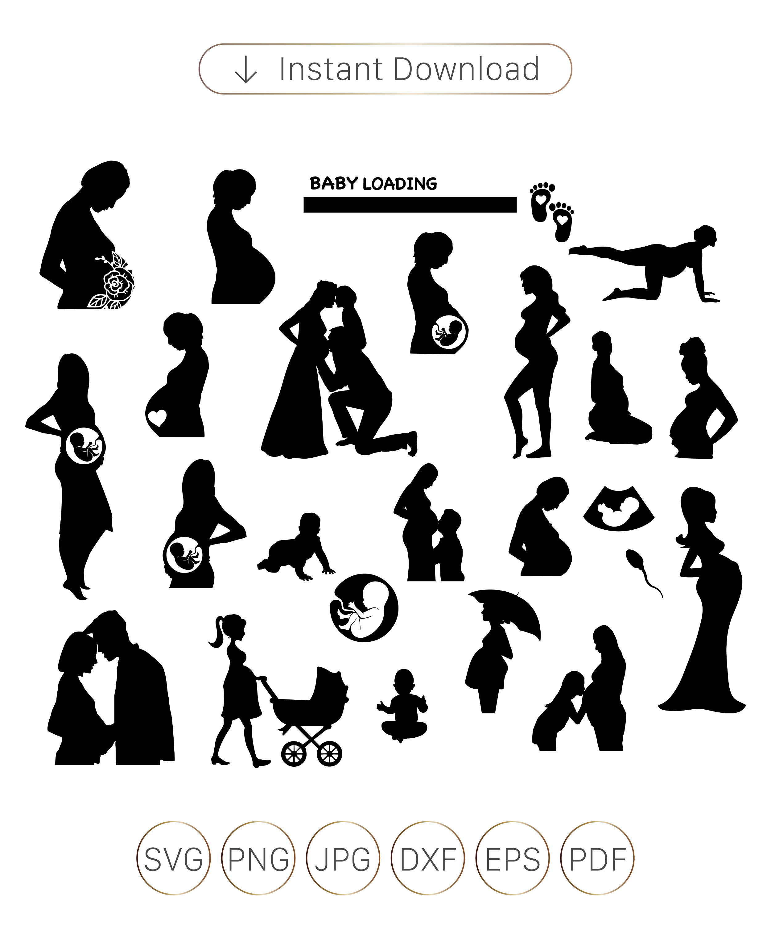 Pregnant Woman SVG Silhouette Pregnant Woman Mother's - Etsy
