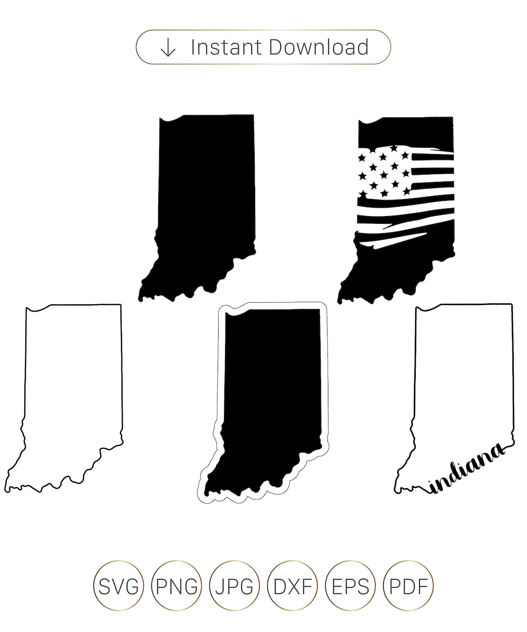 Indiana SVG, Indiana State SVG, Indiana Silhouette, Indiana State ...