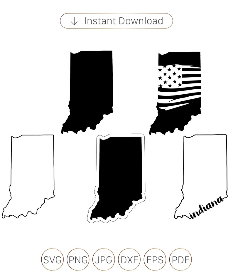 Indiana SVG, Indiana State SVG, Indiana Silhouette, Indiana State ...