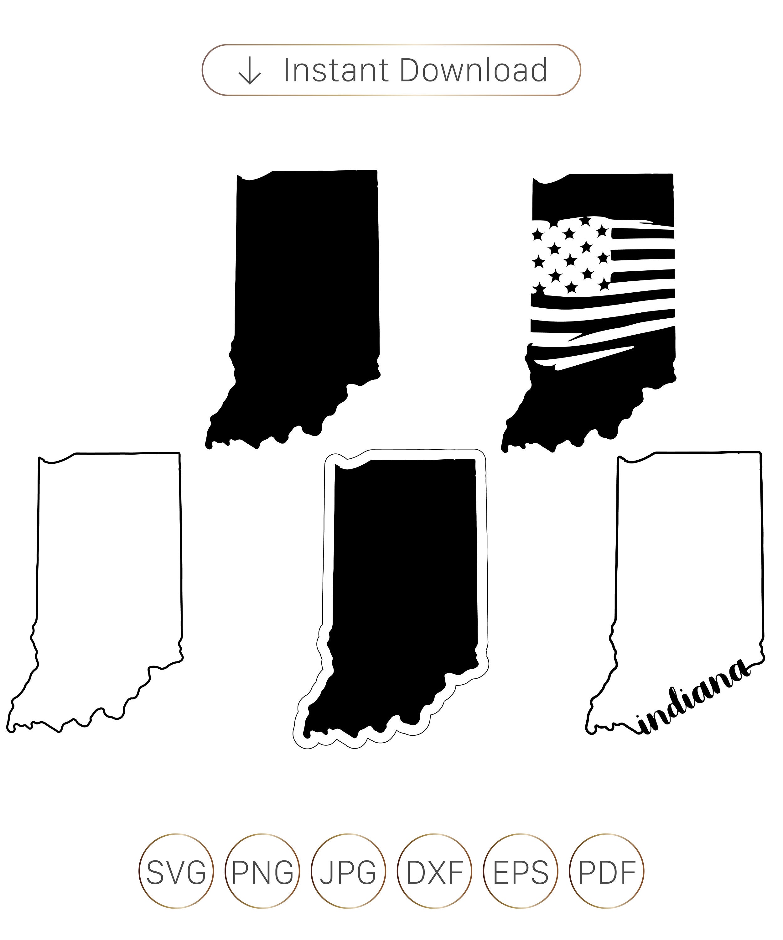 Indiana SVG, Indiana State SVG, Indiana Silhouette, Indiana State ...