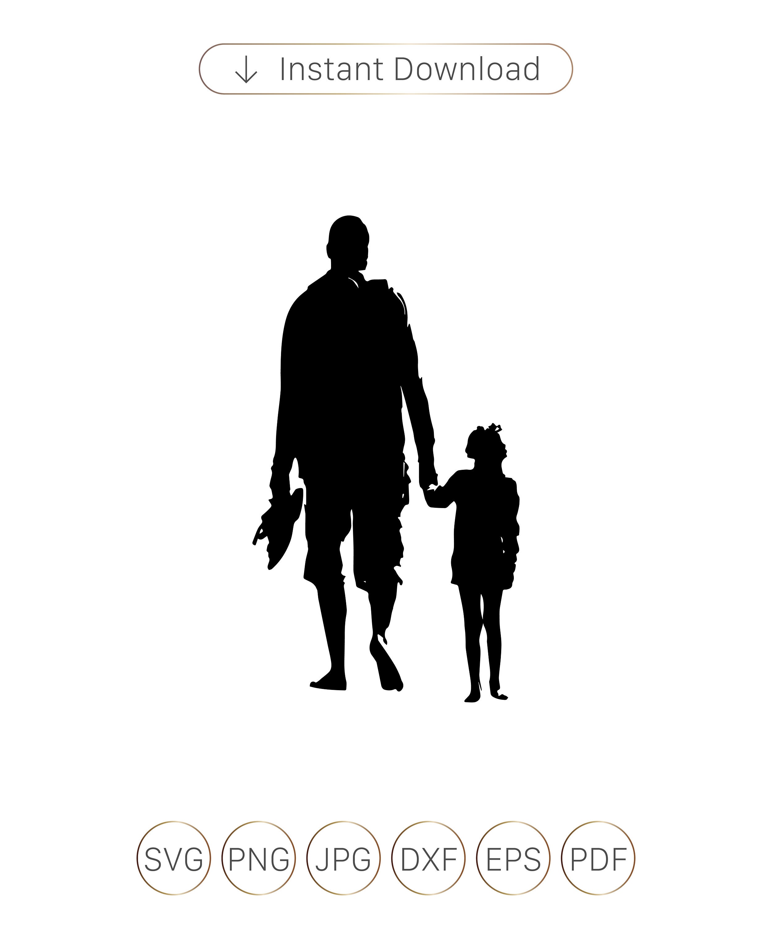 Padre e hija svg, silueta de padre e hija, padre e hija Cricut, Clipart ...