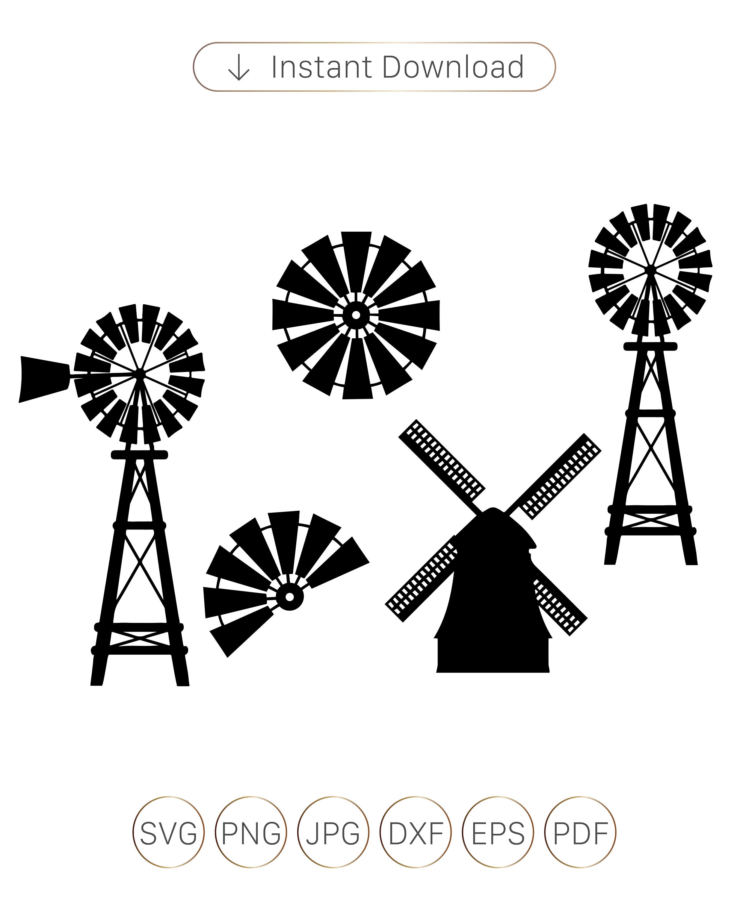 Windmill Silhouette Clip Art