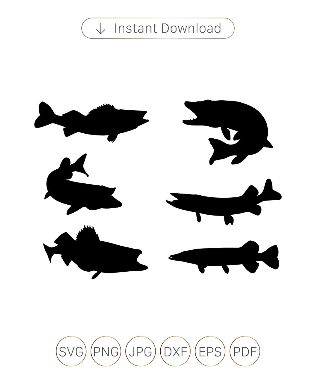 Northern Pike Fishing Svg,fishing Svg,northern Pike Silhouette Bundle ...