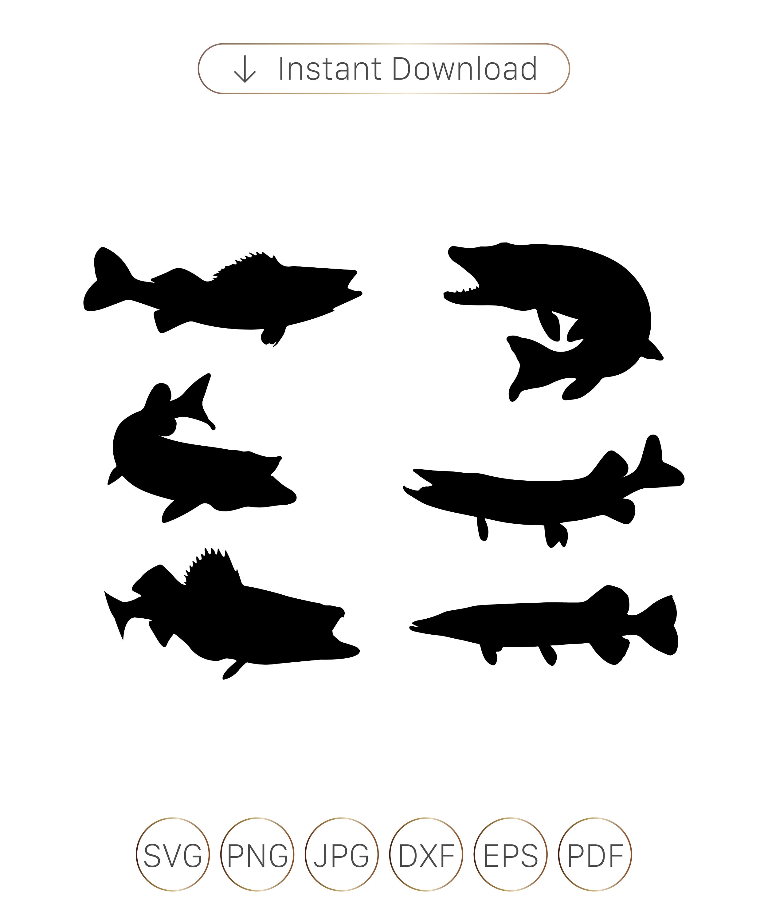 Northern Pike Fishing Svg,fishing Svg,northern Pike Silhouette Bundle ...