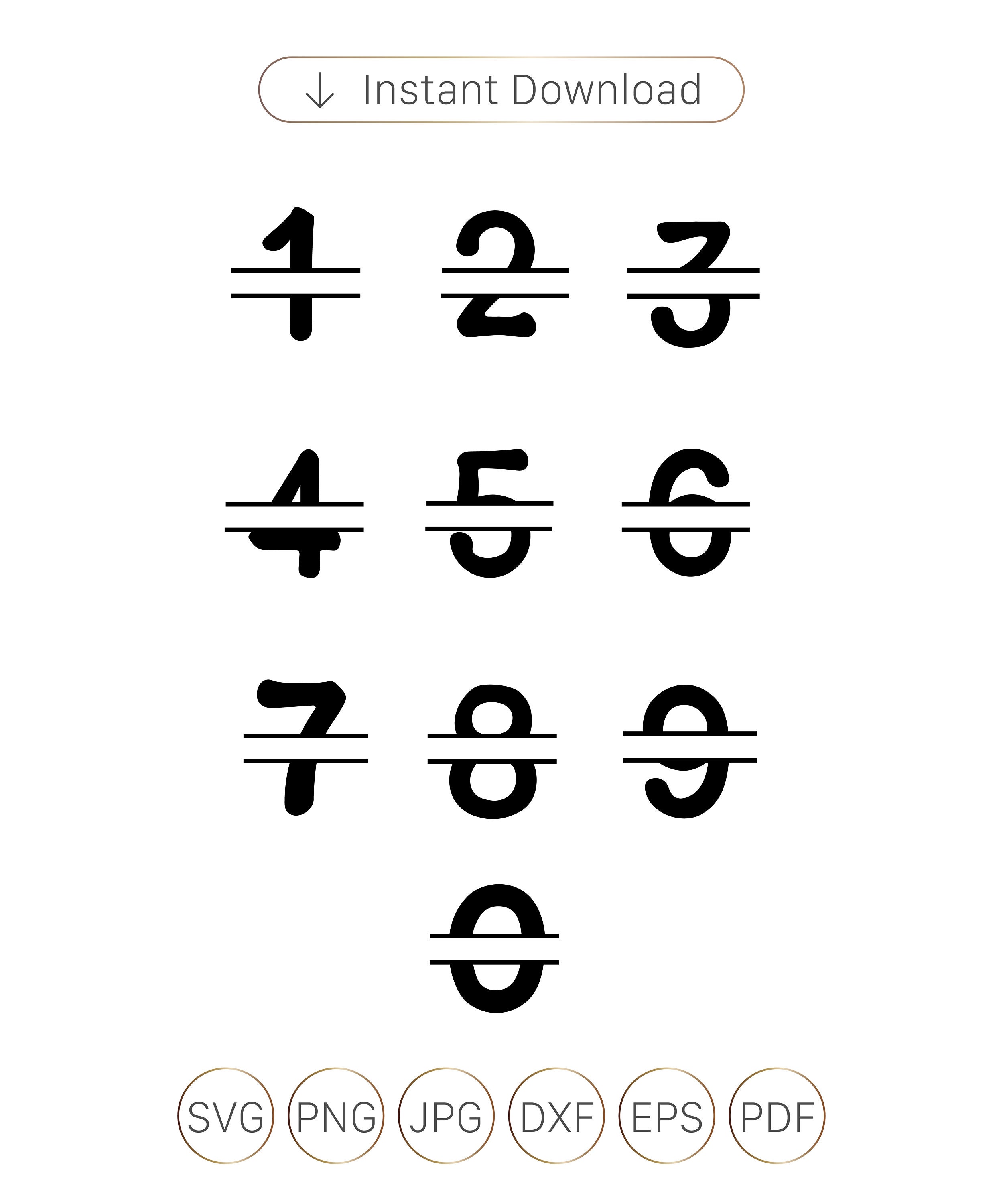 Split Numbers Monogram SVG, Numbers Svg, Split Monogram Numbers, Split ...