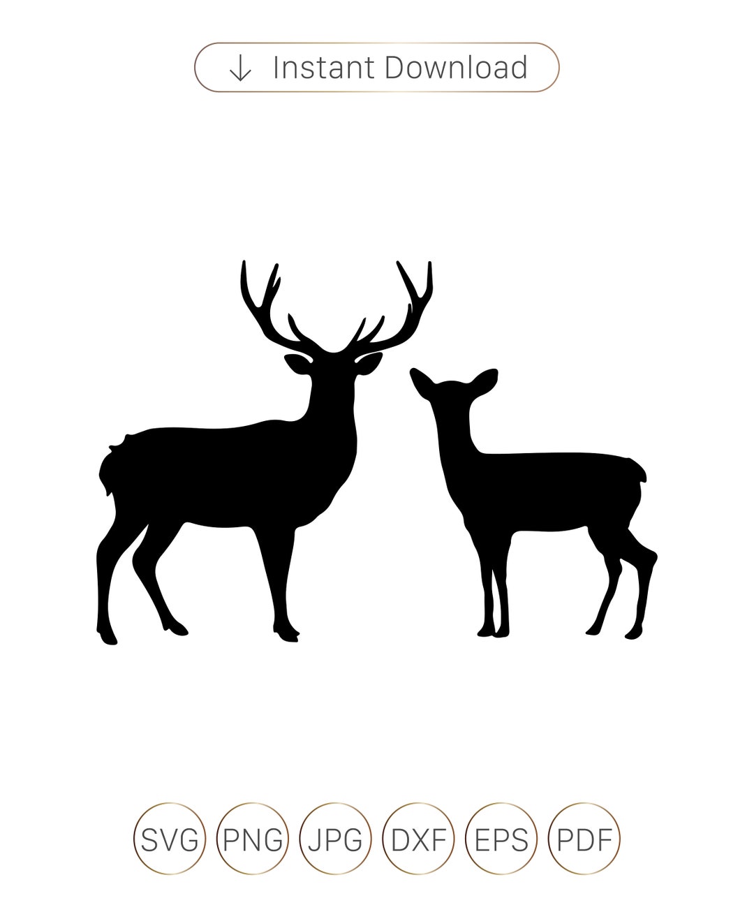 Stag and Doe Silhouette, Deer SVG Clipart (digital Download) - Etsy