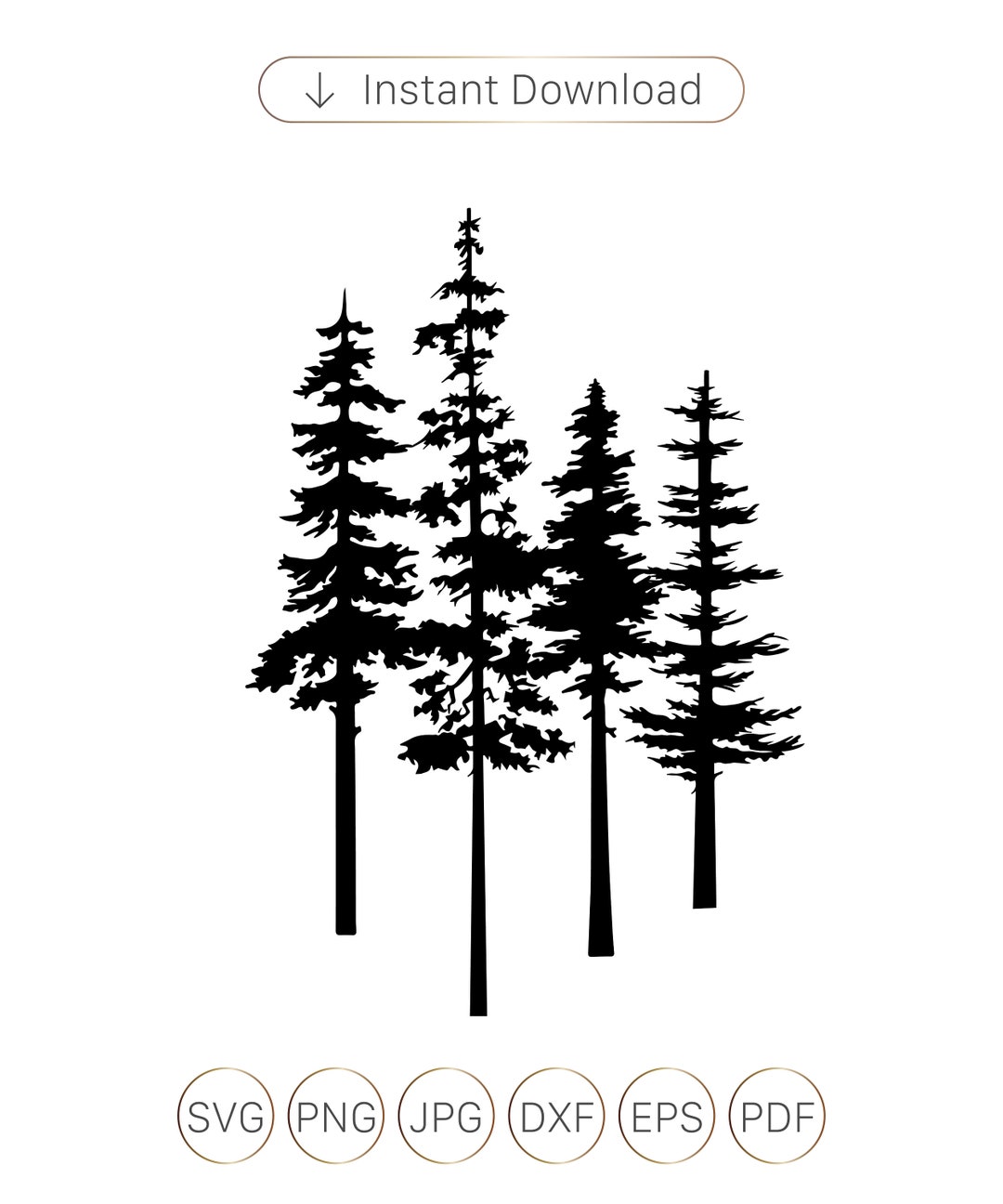 Tree Silhouette Svg,pine Tree Svg,pine Tree Silhouette,evergreen Tree ...