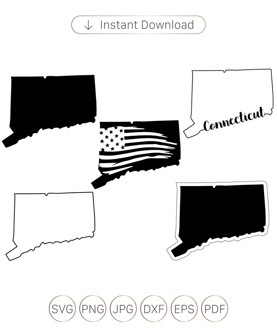 Connecticut SVG, Connecticut State SVG, Connecticut Silhouette ...