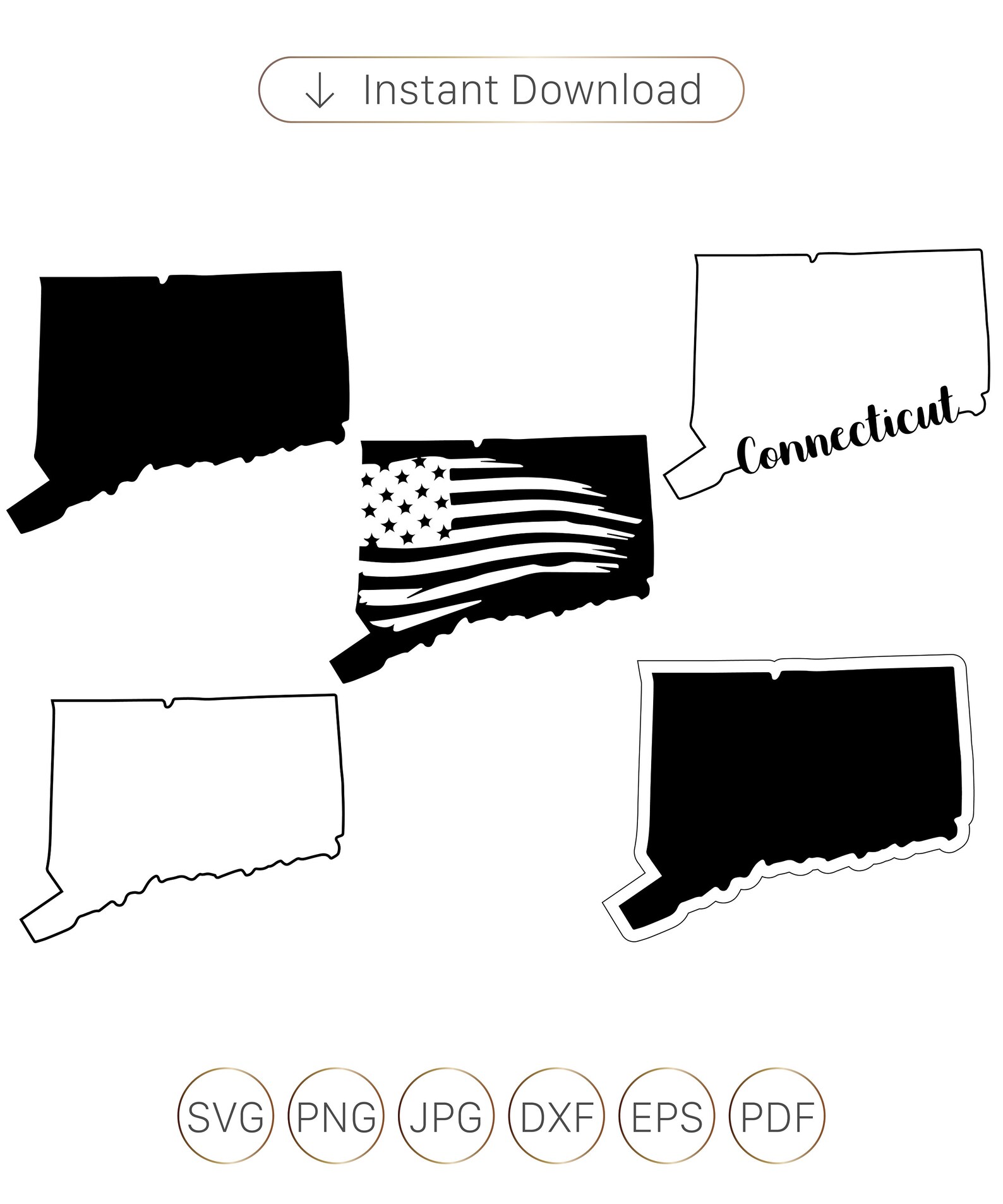 Connecticut SVG, Connecticut State SVG, Connecticut Silhouette ...