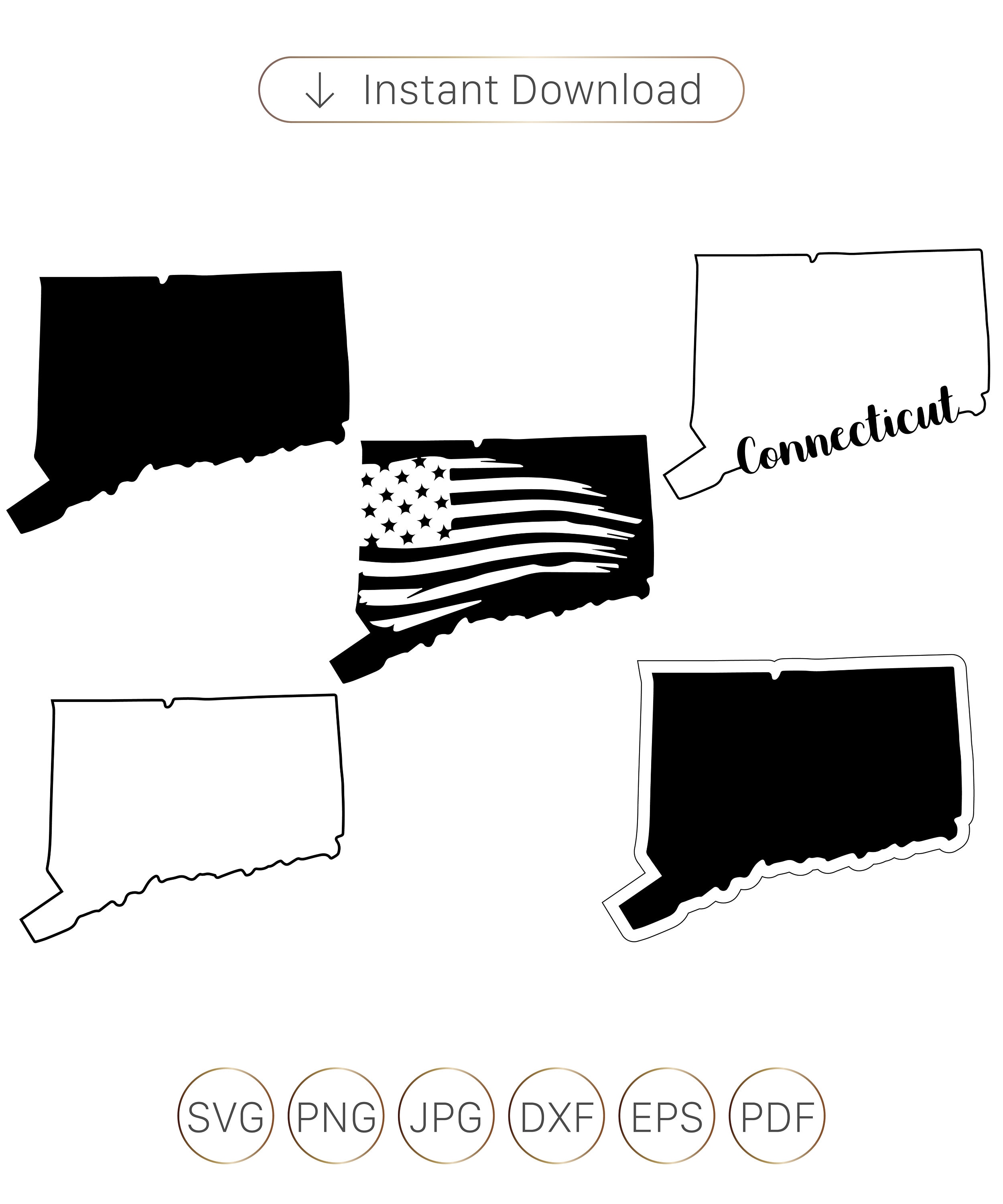 Connecticut SVG, Connecticut State SVG, Connecticut Silhouette ...