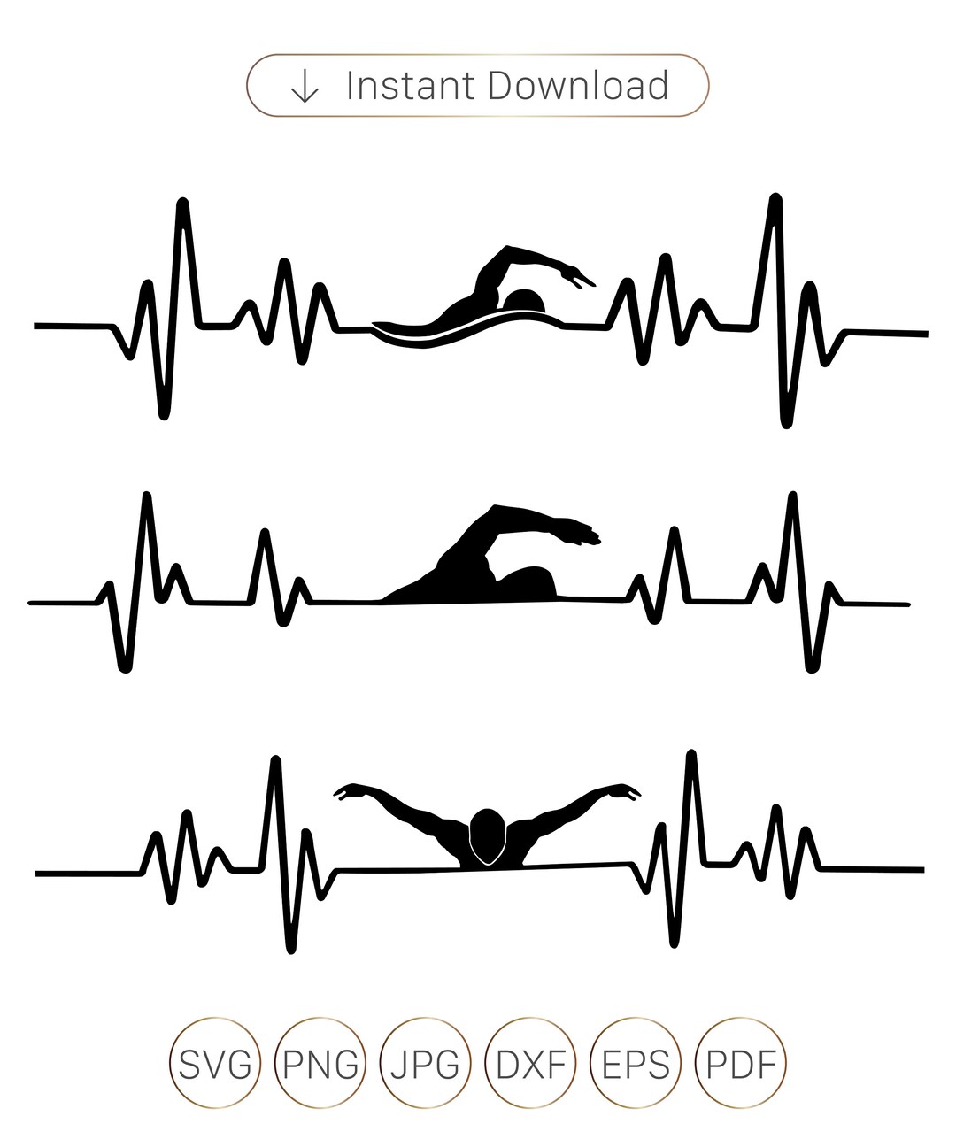 Heartbeat EKG Swimming SVG File,swimmer SVG File,heartbeat Swimming Svg ...