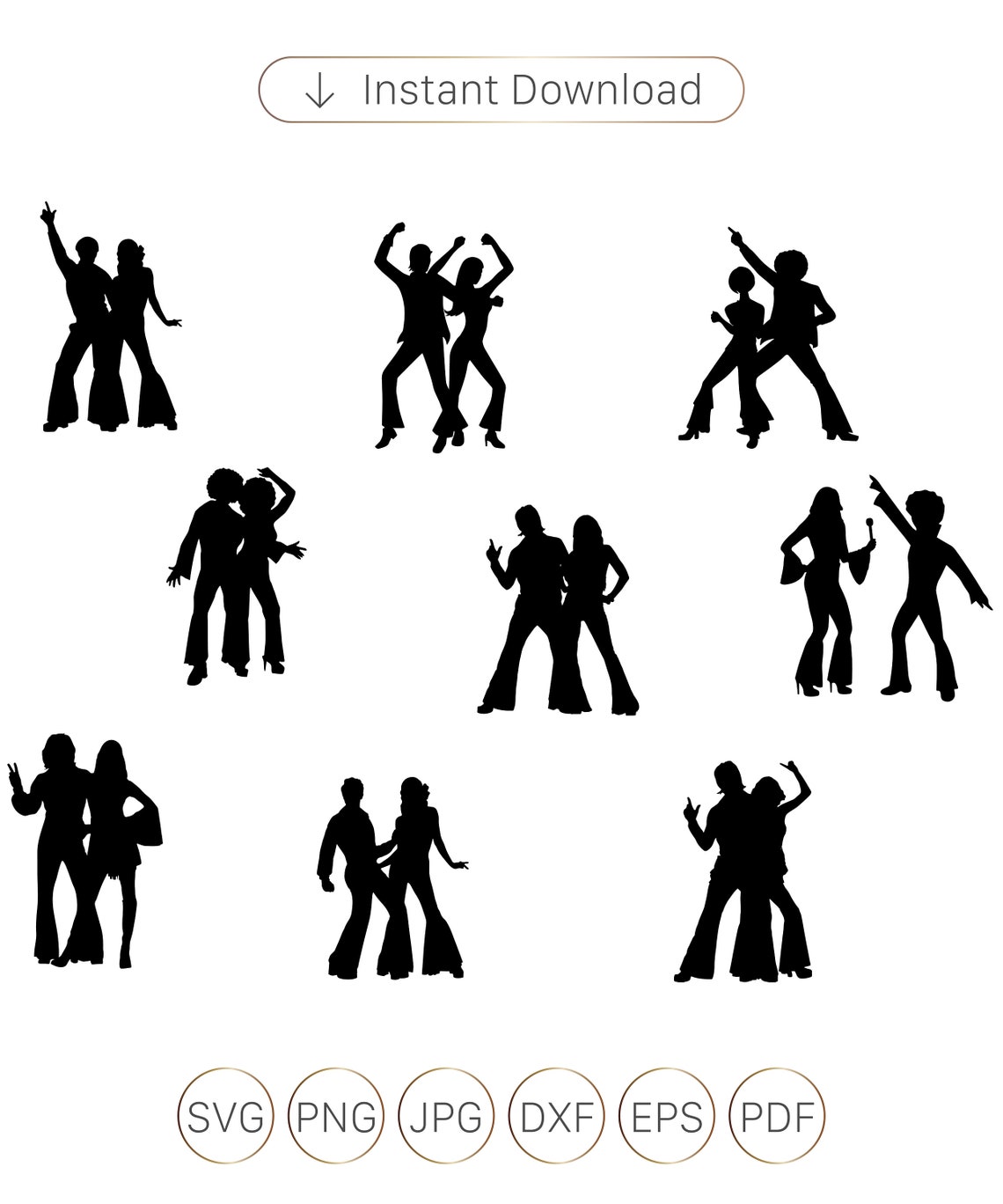 Disco Dancing Silhouette SVG, Disco Dancing SVG, Disco Dancing Vector ...