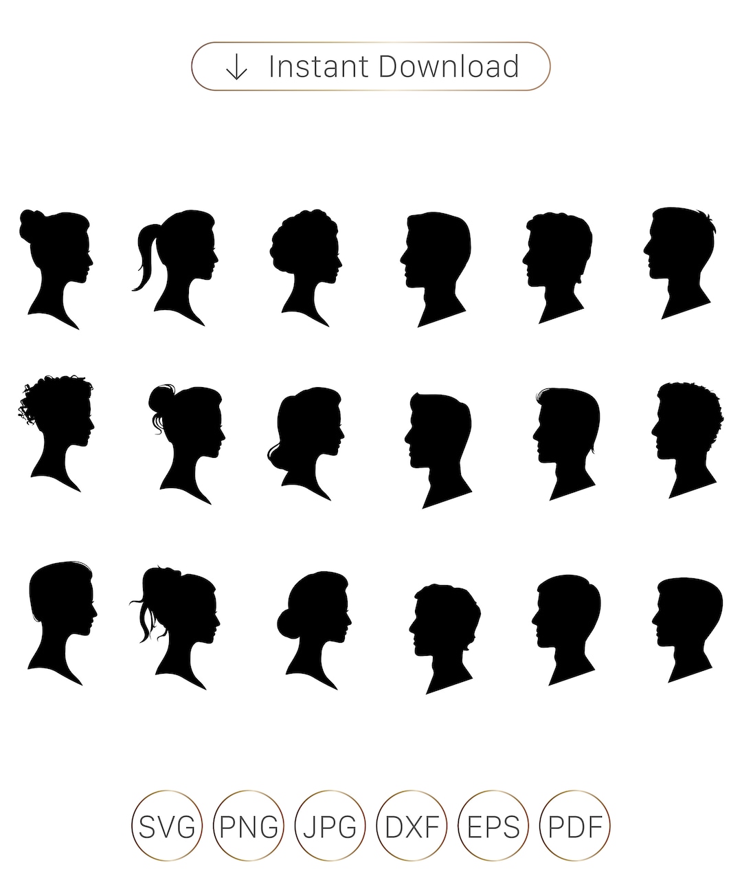 Head Profile Silhouette Svg,male and Female Head Silhouette Svg,man and ...