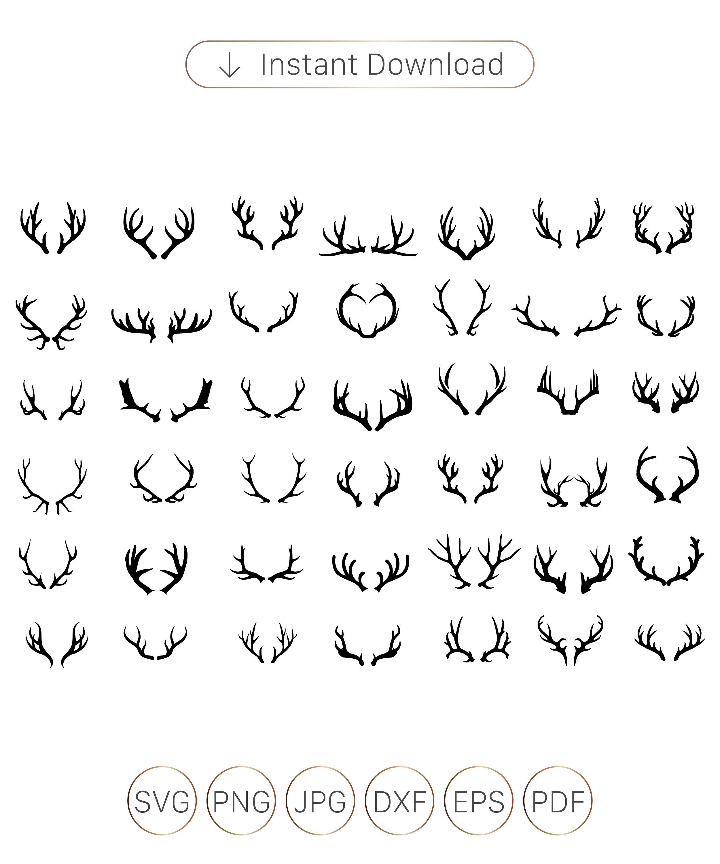 Deer Svg Antler Svg Deer Antlers Svg Deer Antlers Silhouette Deer