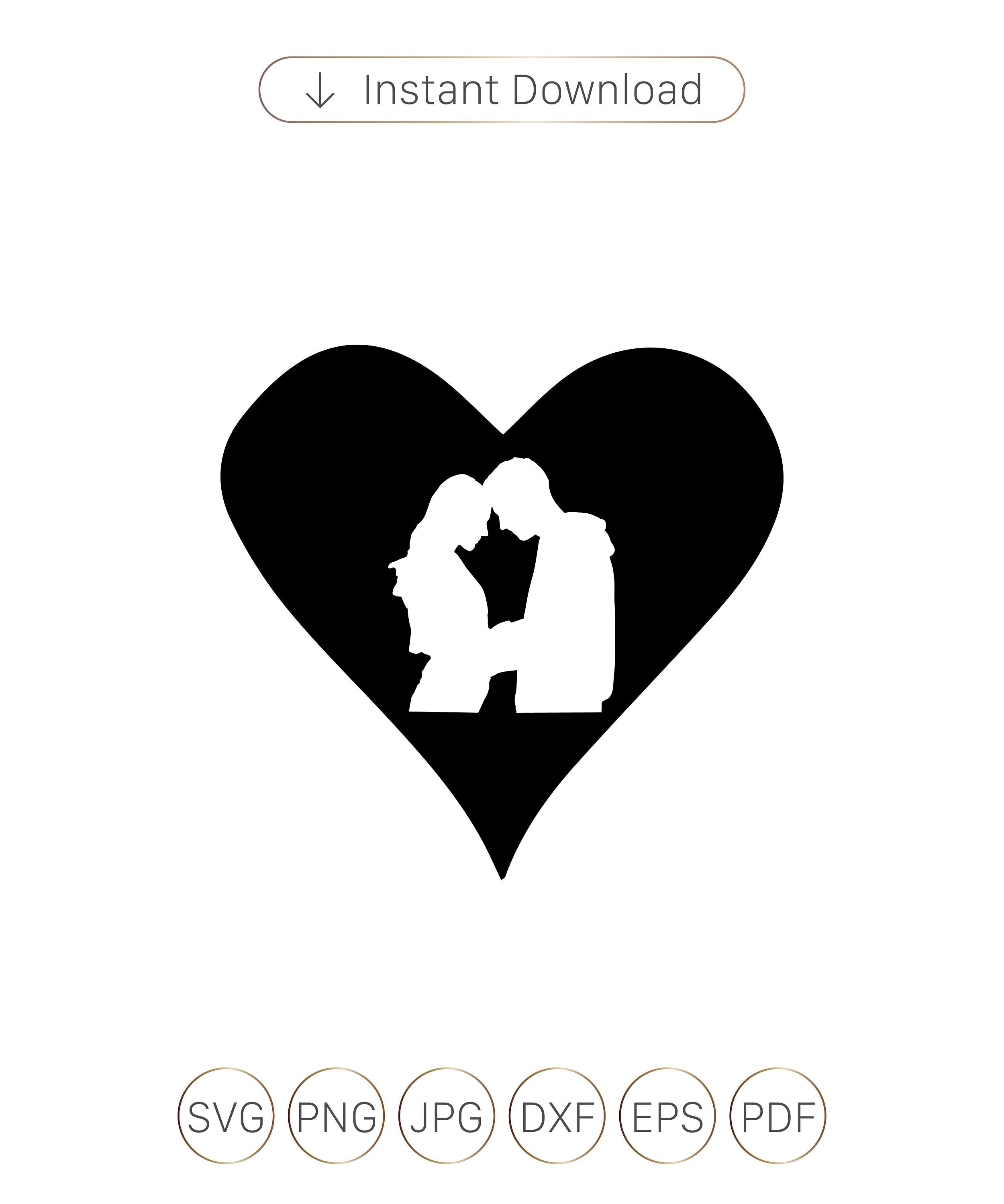 Pareja svg Corazón svg Amor svg Silueta de pareja Silueta - Etsy México