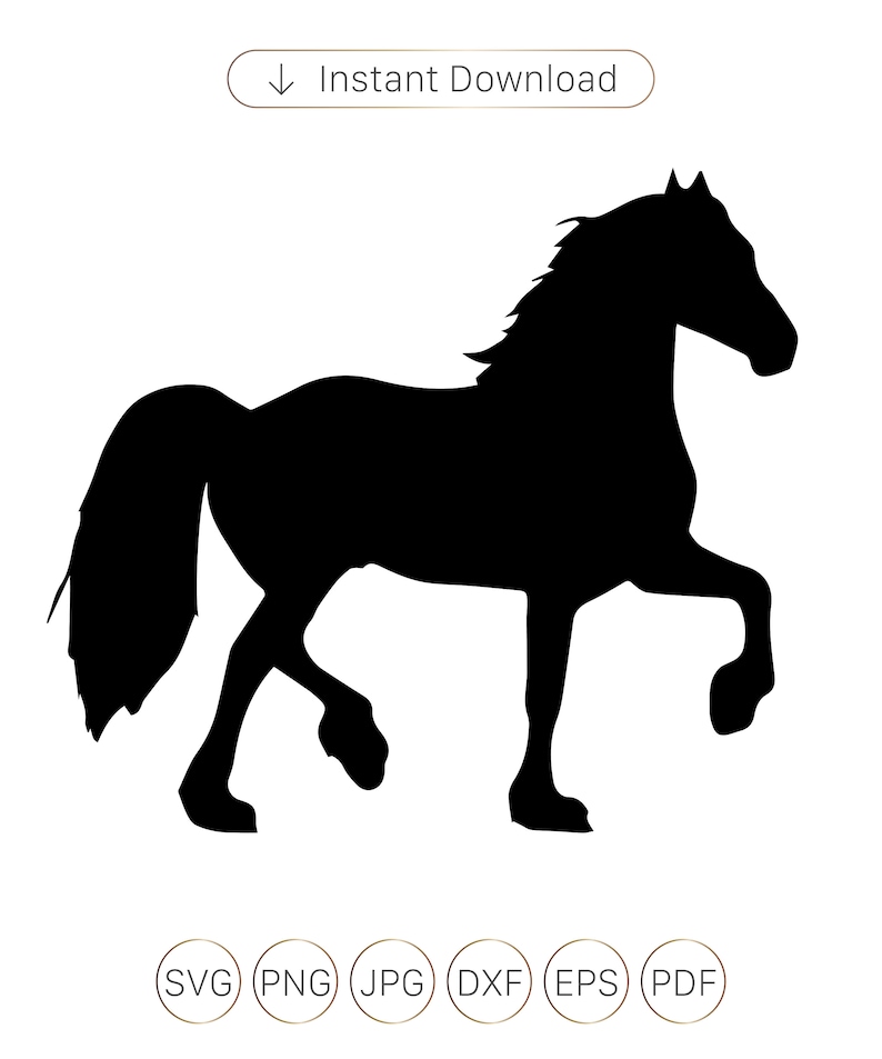 Frison SVG, Cheval svg, Silhouette frisonne, Silhouette de cheval ...