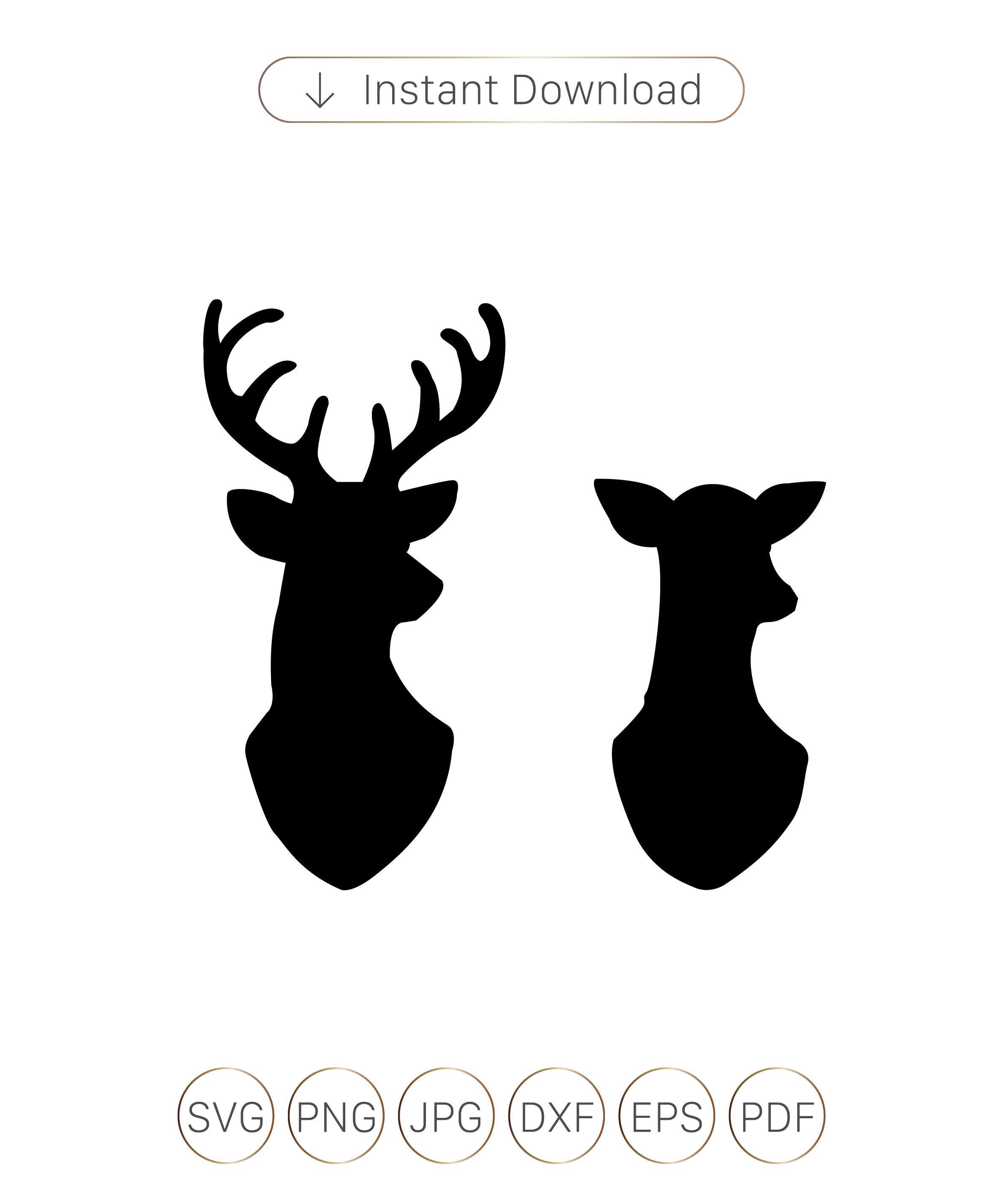 Stag & Doe Head Silhouettes Vector File SVG cut fileDeer SVG | Etsy