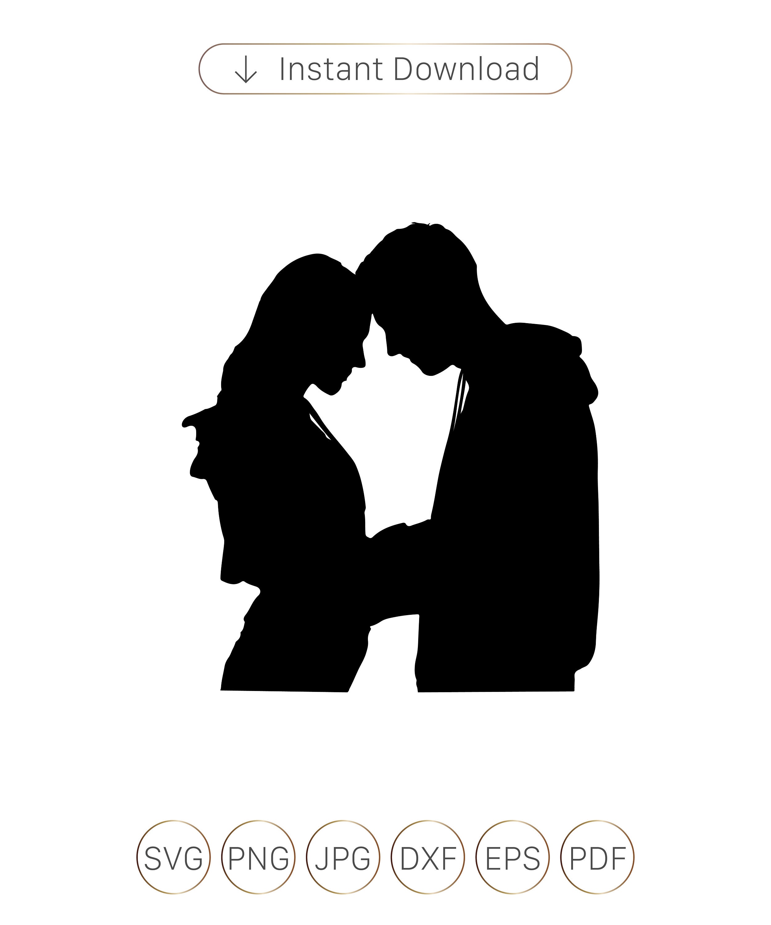 Pareja svg, clipart de silueta, silueta silueta, amor svg, pareja ...