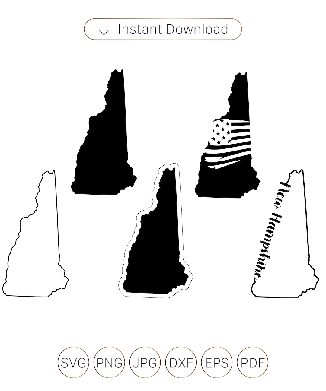 New Hampshire SVG, New Hampshire State SVG, New Hampshire Silhouette ...