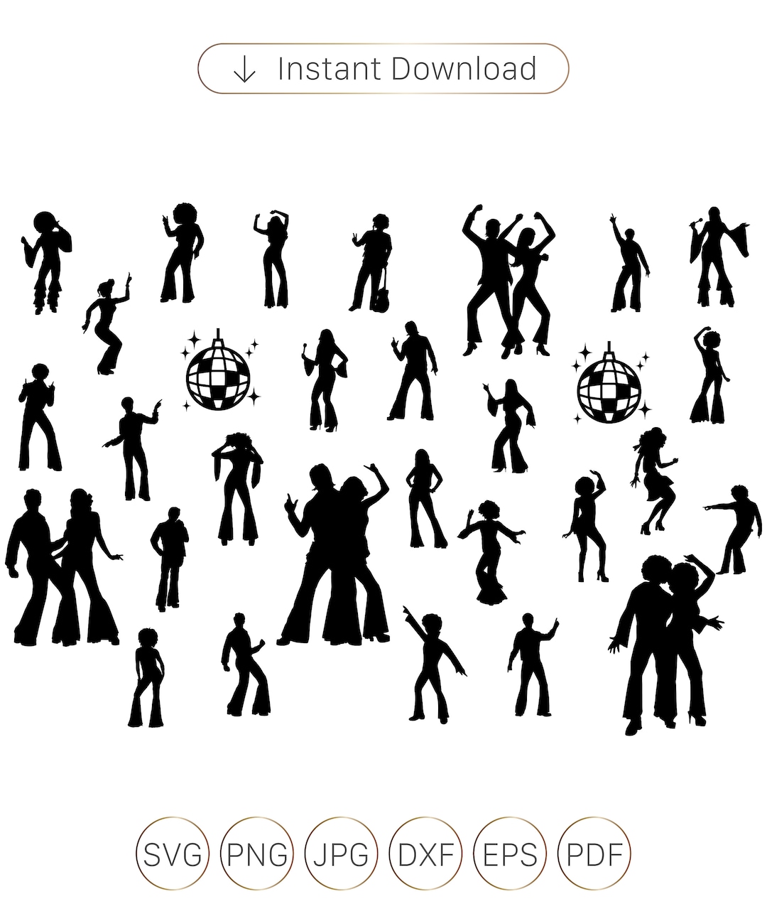 Disco Dancing Silhouette SVG, Disco Dancing SVG, Disco Dancing Vector ...