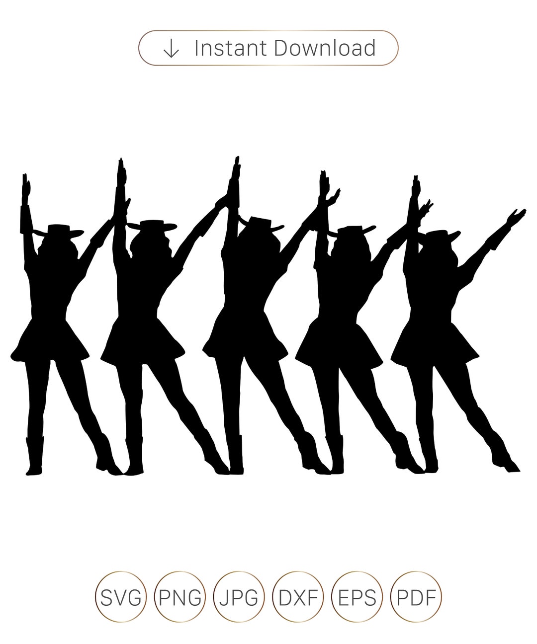 Drill Dance Team Silhouettes Svg,png,eps,dxf, Drill Dance Team SVG ...