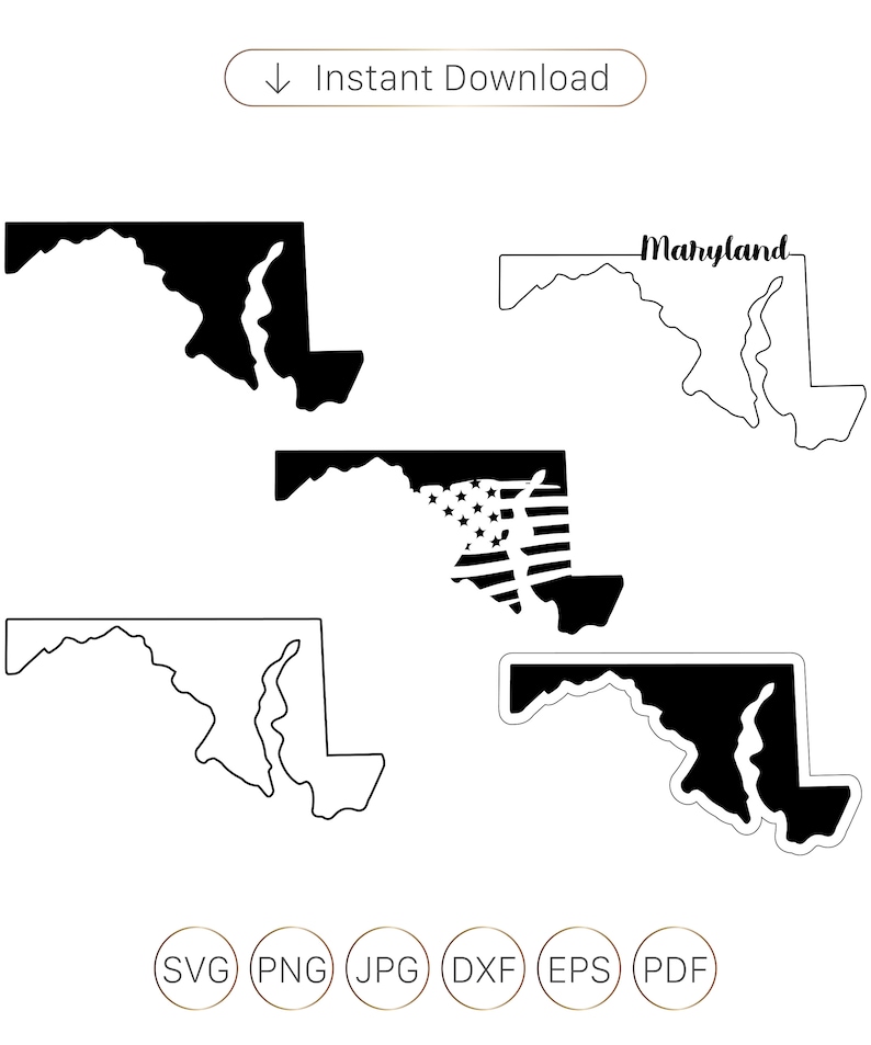 Maryland SVG Maryland State SVG Maryland Silhouette - Etsy