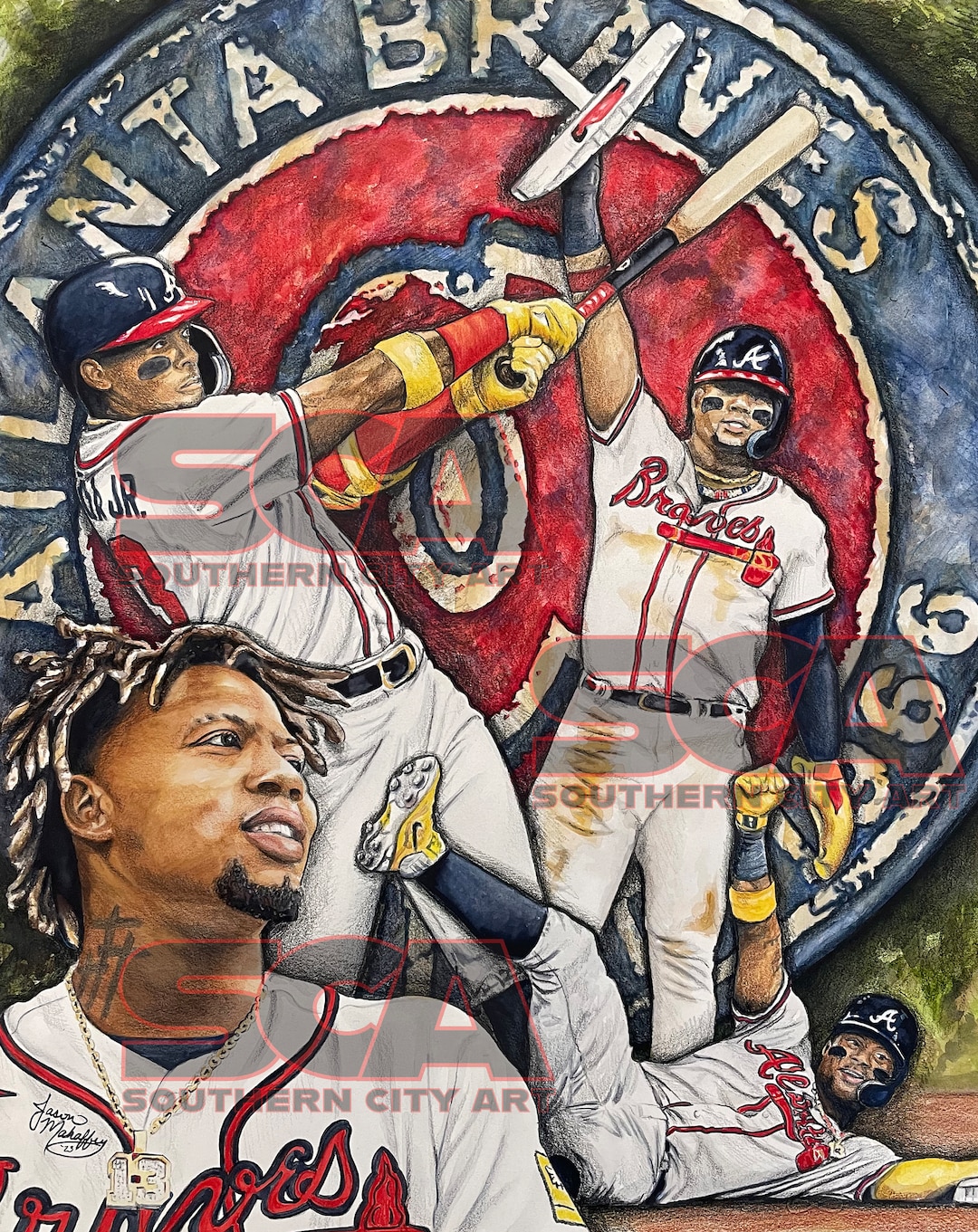 Acuna Jr. Braves Art Print: Signed & Numbered Baseball Artwork - Etsy