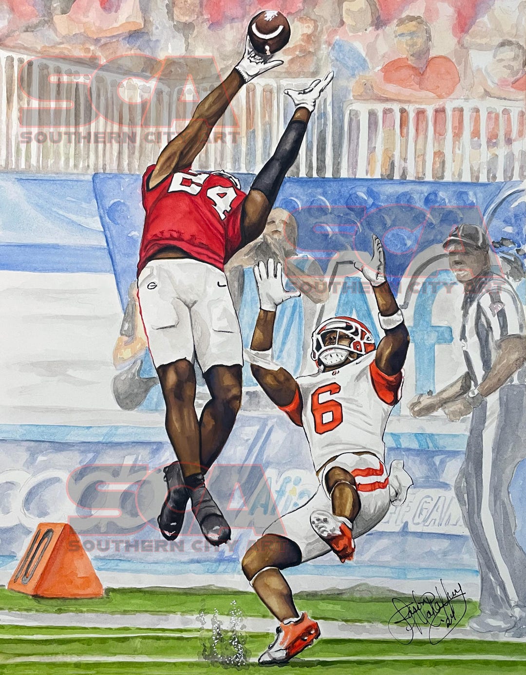 Georgia Football Player Intercepting Pass /starks' Clemson Pick - Etsy