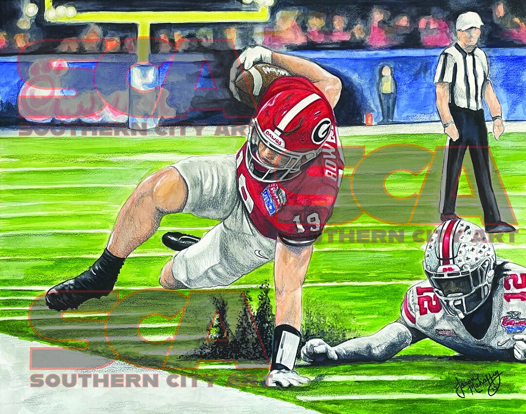 Georgia Football Player Bowers Making a Play in the 2022 Peach Bowl - Etsy