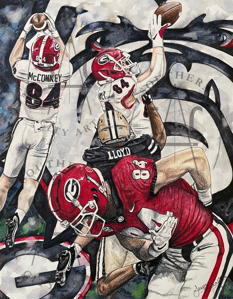 University of Georgia Football Player Collage/"mcconkey Takes a Bow" - Etsy