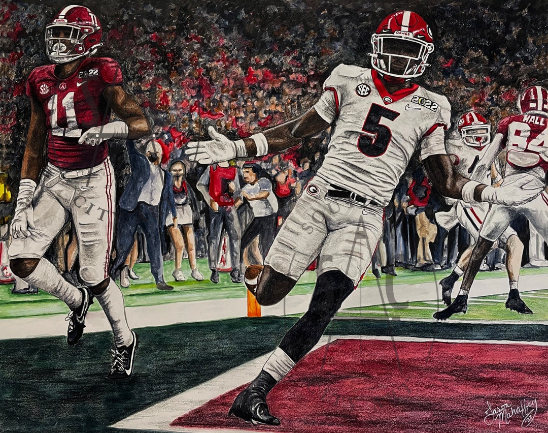 Ringo Touchdown After Pick Six in National Championship Game/"ringo Says Hello" - Etsy