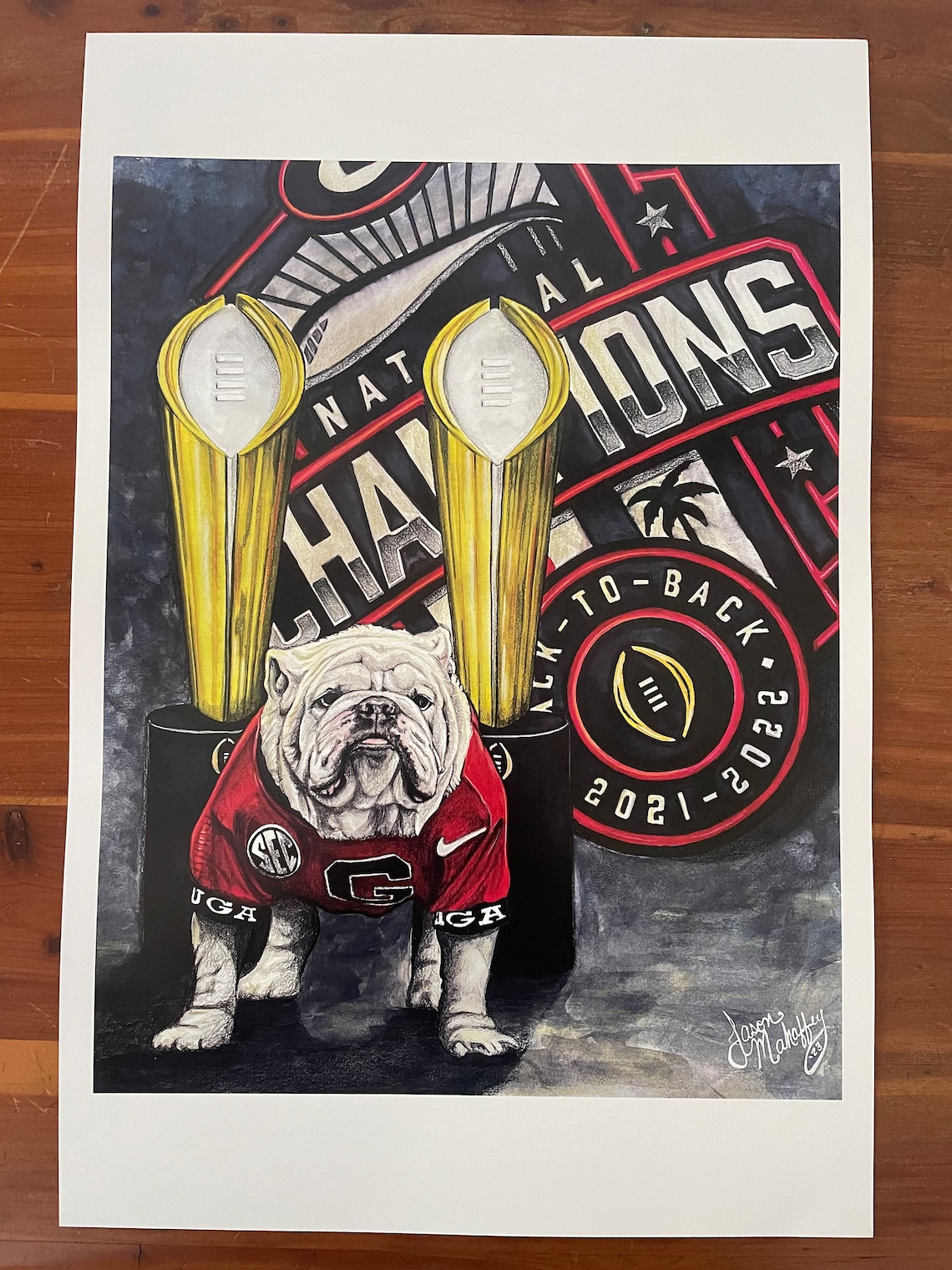 Georgia Bulldog and the National Championship Trophies - Etsy
