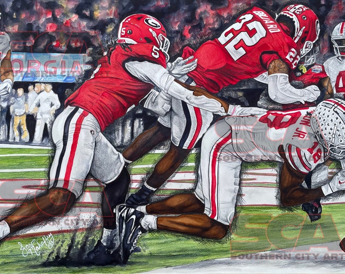 Georgia Football Player Making a Play in the New Years Eve Bowl Game - Etsy