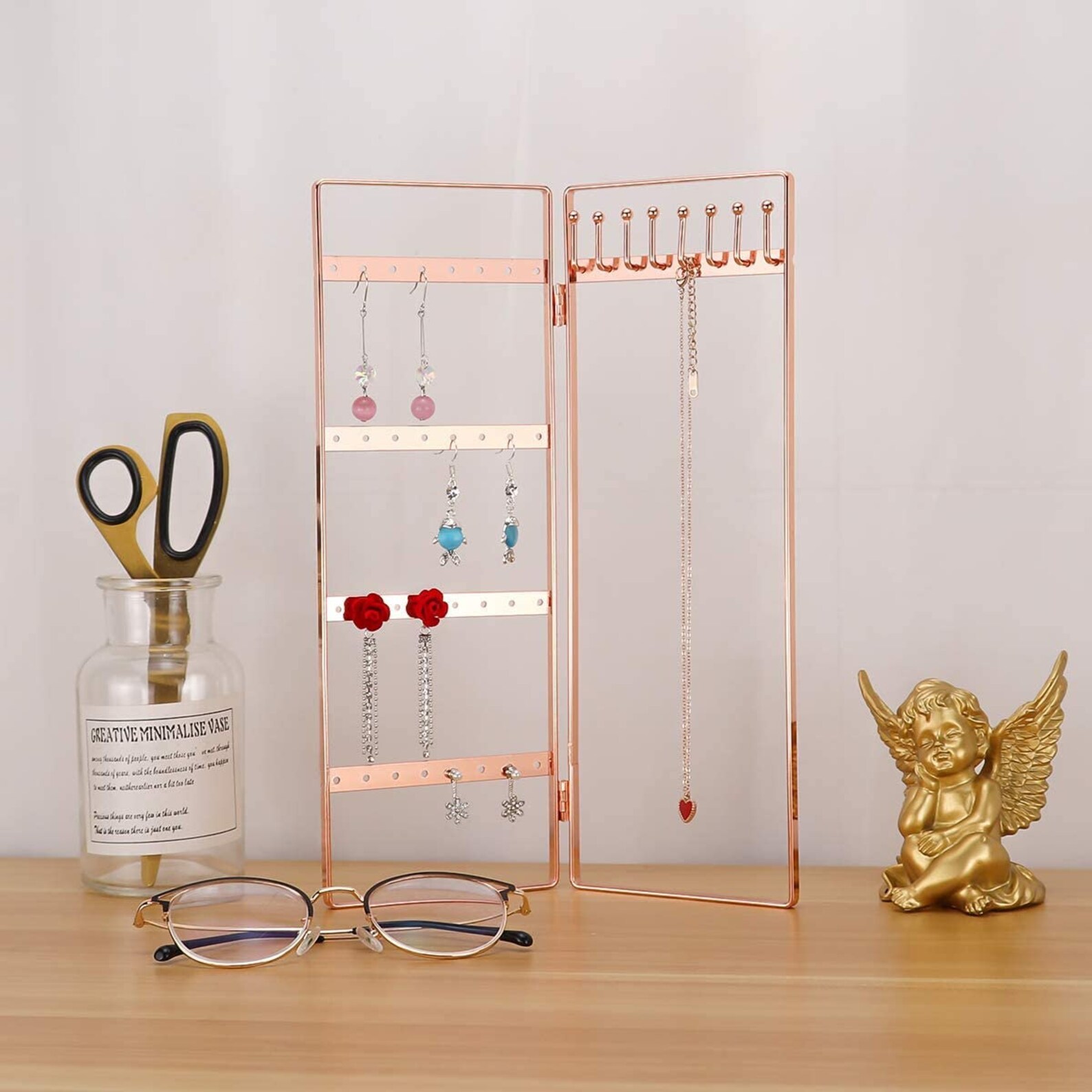 Foldable Golden Jewelry Stand for Rings Necklace Earrings | Etsy