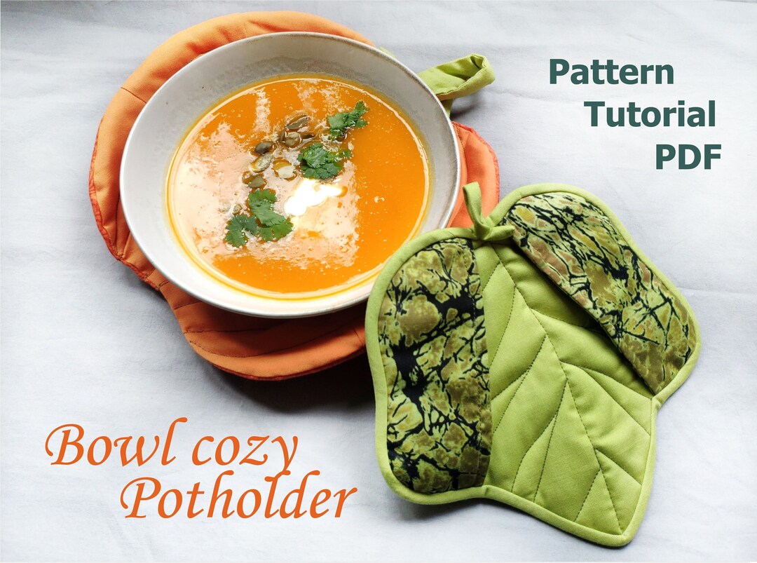 Fabric Bowl Cozy, Pot Holder Pattern, Pumpkin Patch, Instant Download ...