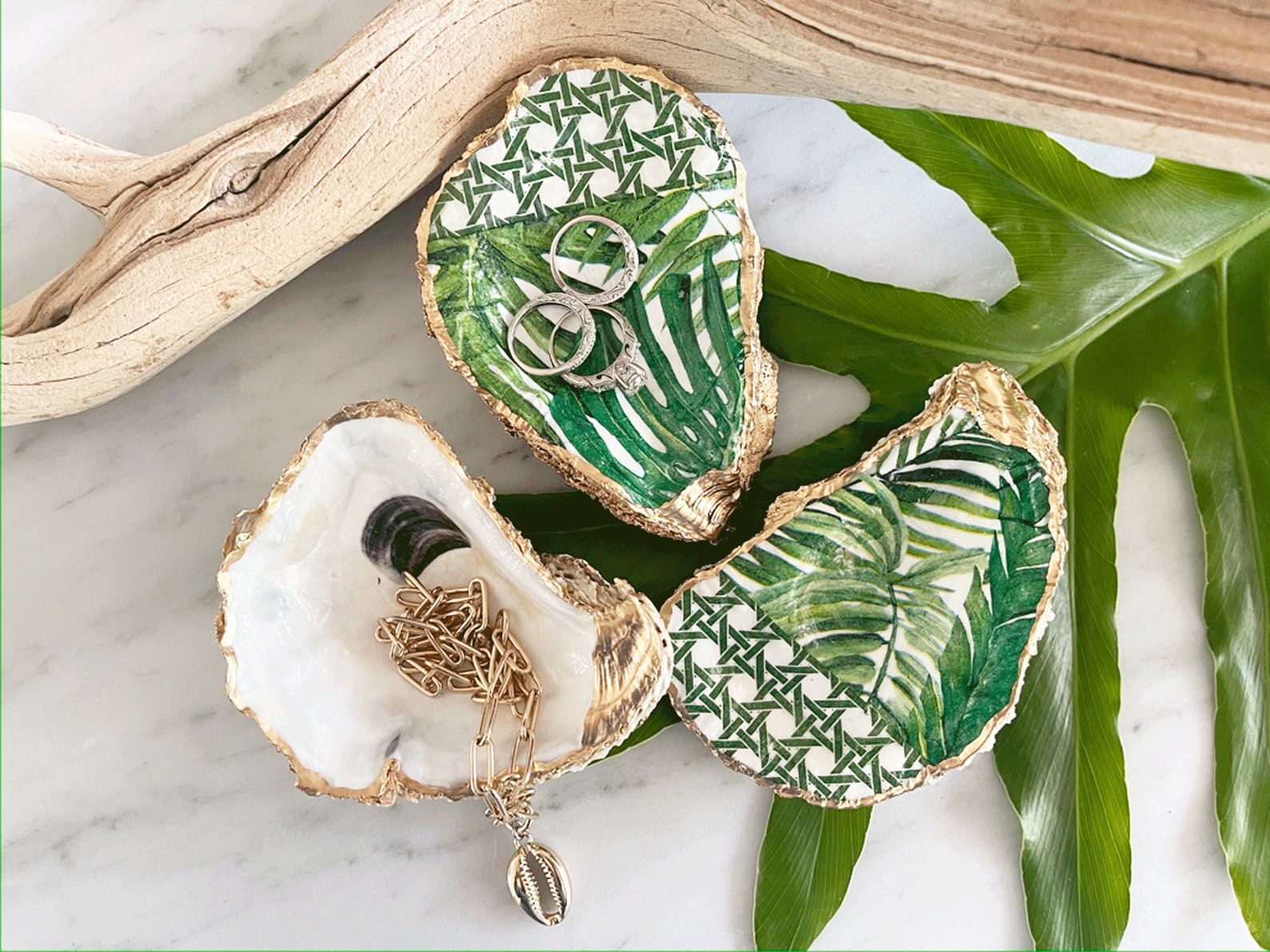 Gilded Oyster Shell Jewelry Dish Lowcountry Coastal Decor | Etsy