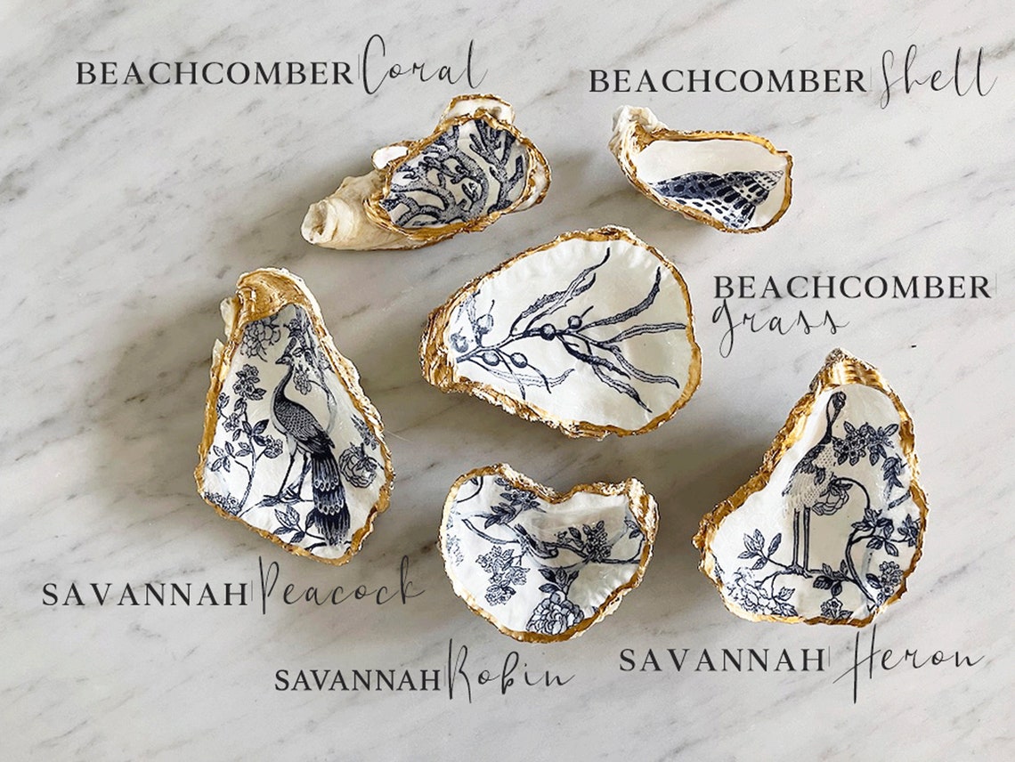 Gilded Oyster Shell Jewelry Dish Lowcountry Coastal Decor | Etsy