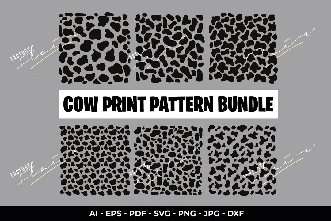 6x Cow Print Pattern Designs Bundle Svg, Seamless Cow Print Pattern Svg ...