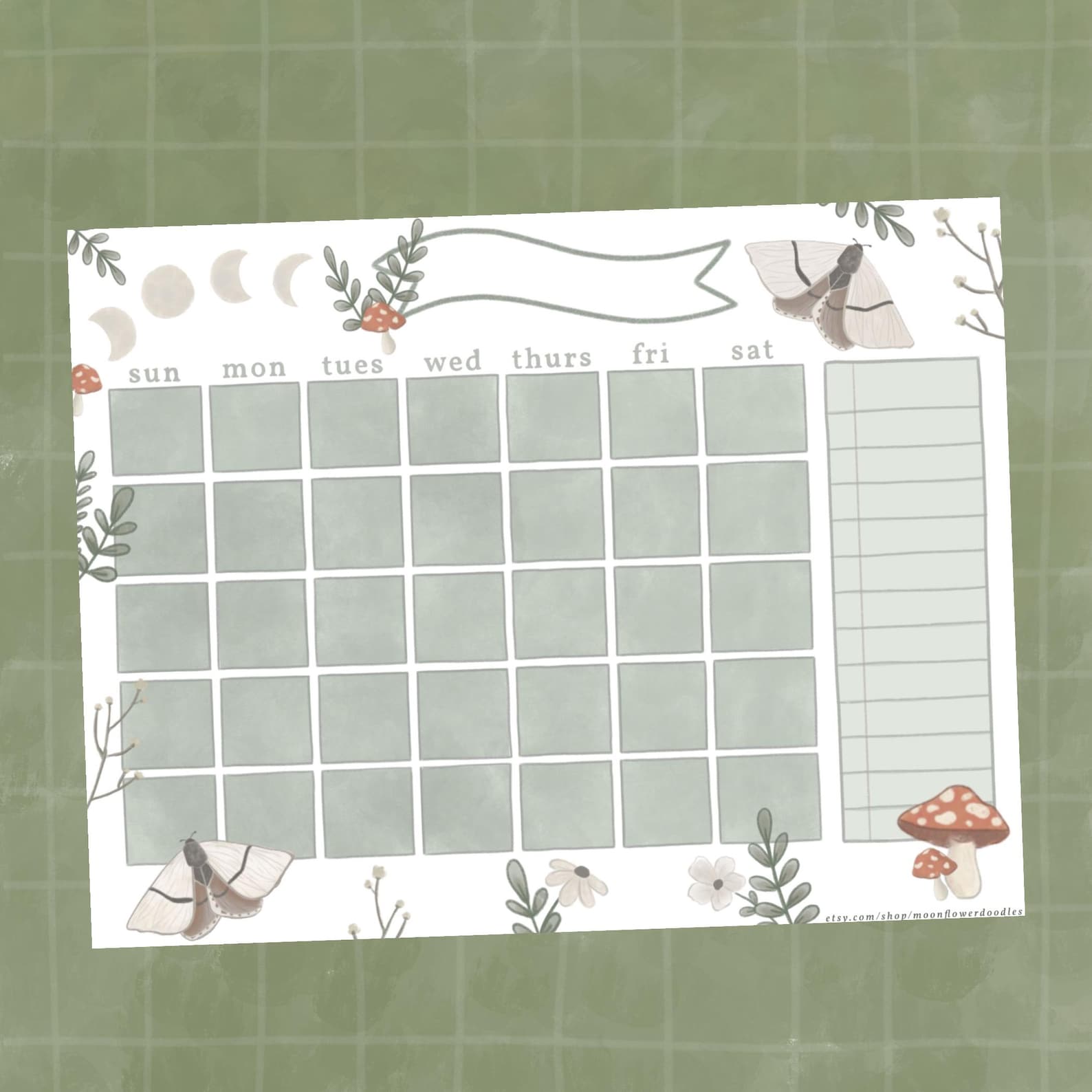 Woodland Monthly Calendar | Undated, Printable Stationery and Planner ...