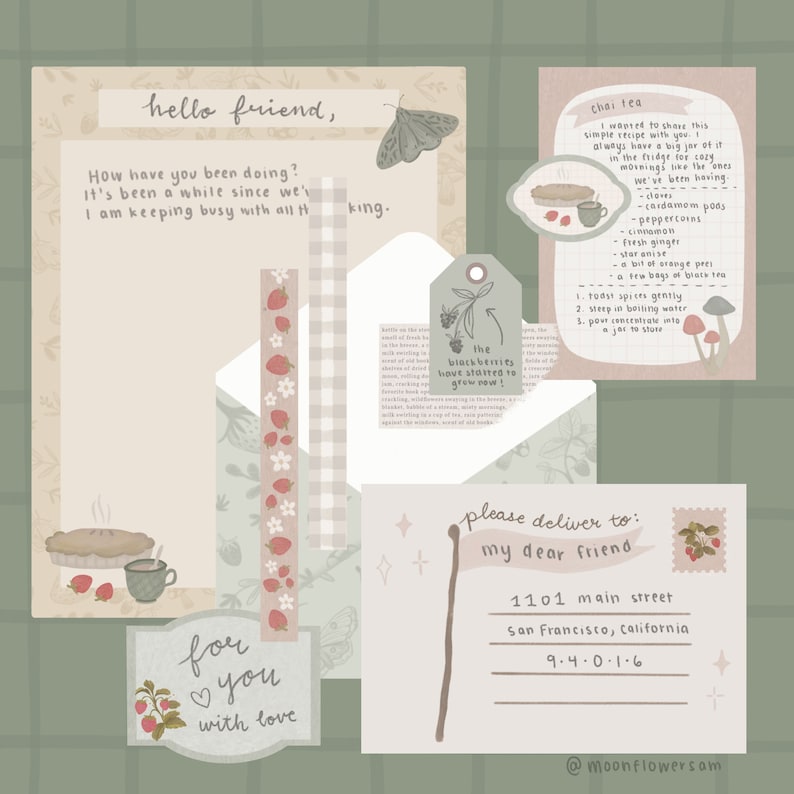 Cottagecore Pen Pal Kit: Printable Stationery Set (digital Download) - Etsy