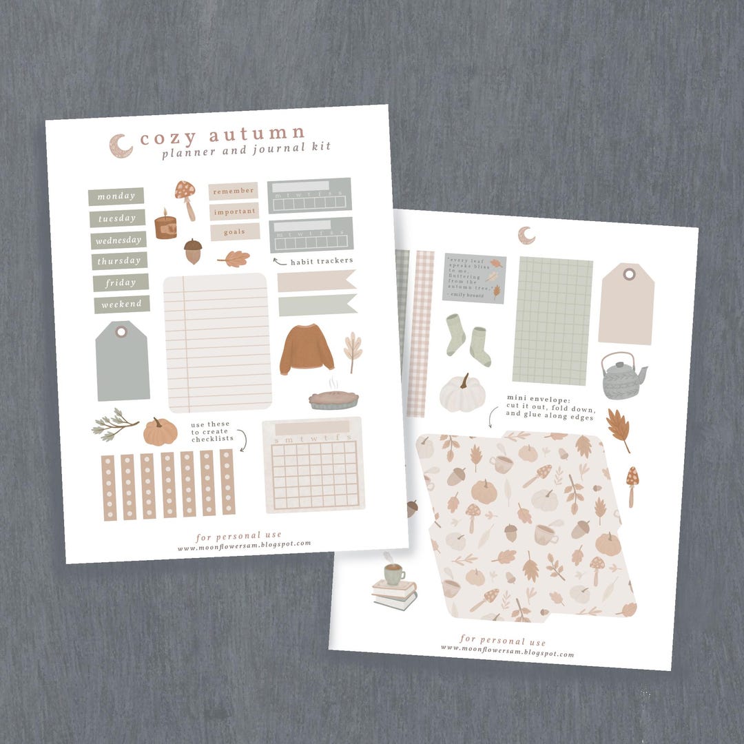 Cozy Autumn Printable Planner & Bullet Journal Kit (digital Download ...