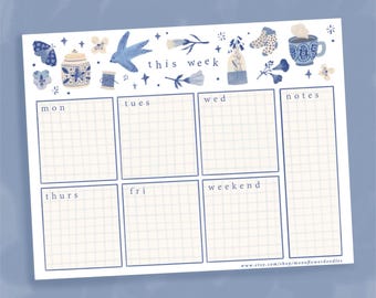 Aesthetic Printable Weekly Planner Pantone Cottagecore Moon, Stars ...
