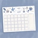 Blue Floral Monthly Calendar: Printable Undated Planner (digital ...