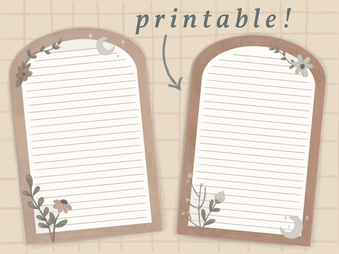 Floral Note Paper Printable & Digital Stationery, Writing, and Letter ...