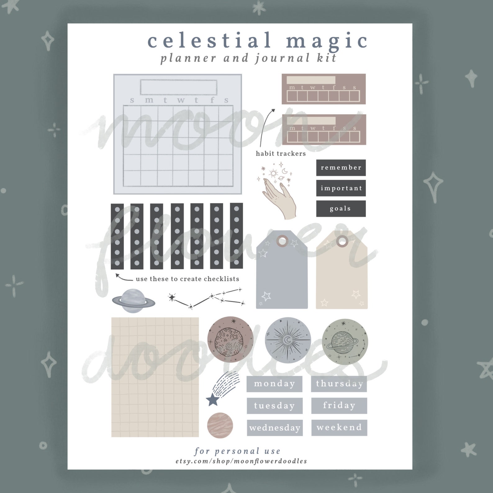 Celestial Magic Printable Planner & Journal Kit Digital - Etsy