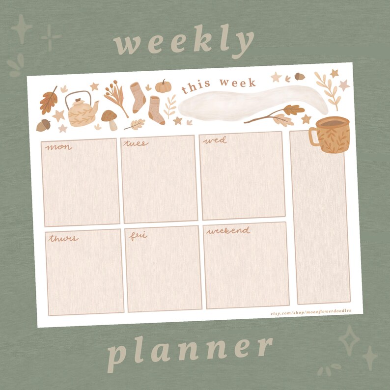 Printable Autumn Calendar and Planner Set | Undated, Digital Stationery ...